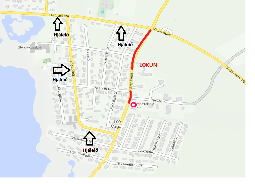 Lokun Stapavegar vegna malbikunnar. | Vogar